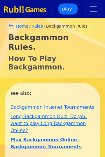 Backgammon Rules. How to play Backgammon