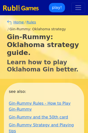 Gin-Rummy: Oklahoma strategy guide